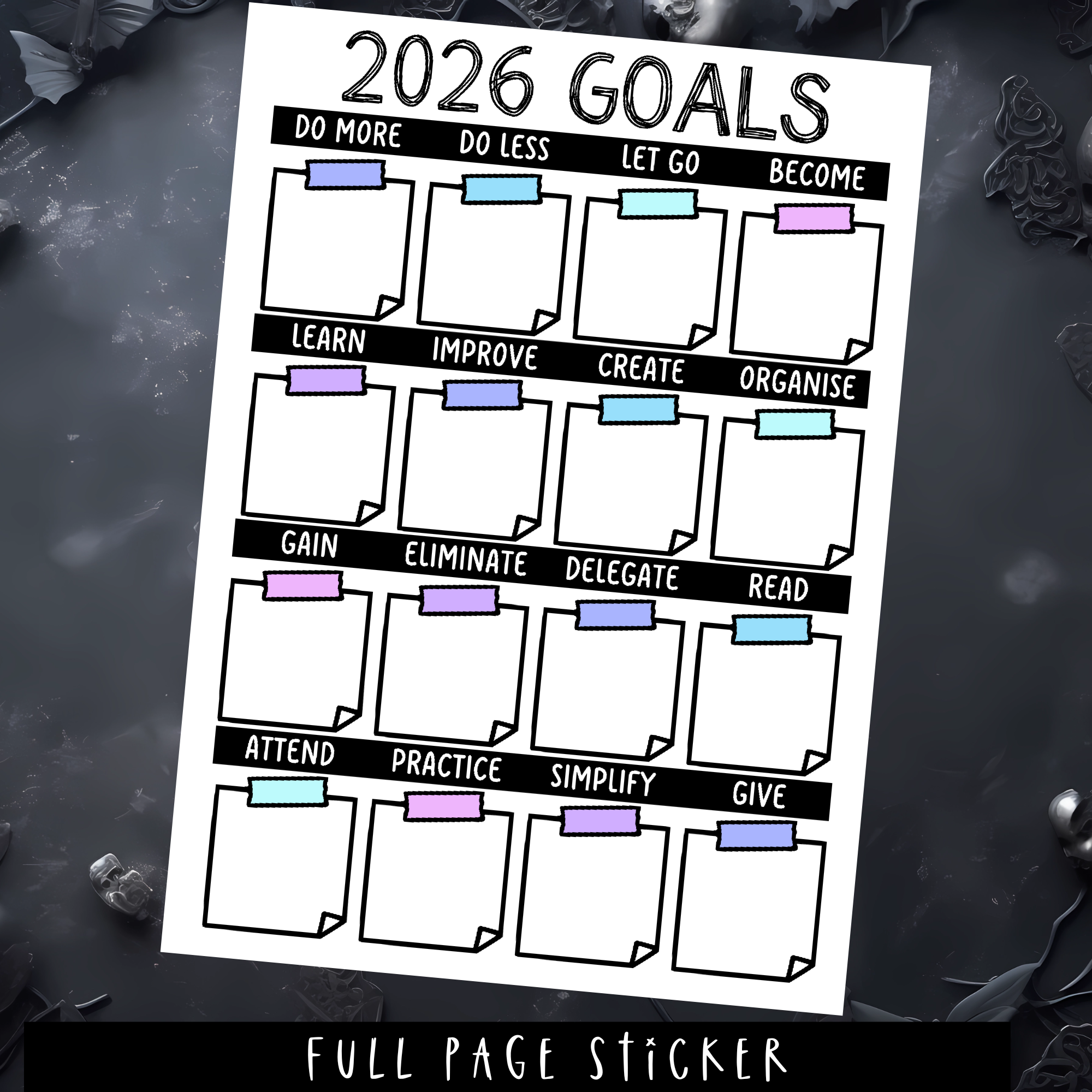 2026 GOALS - A5 SIZE - FULL PAGE STICKER – Crafty Planning Shop